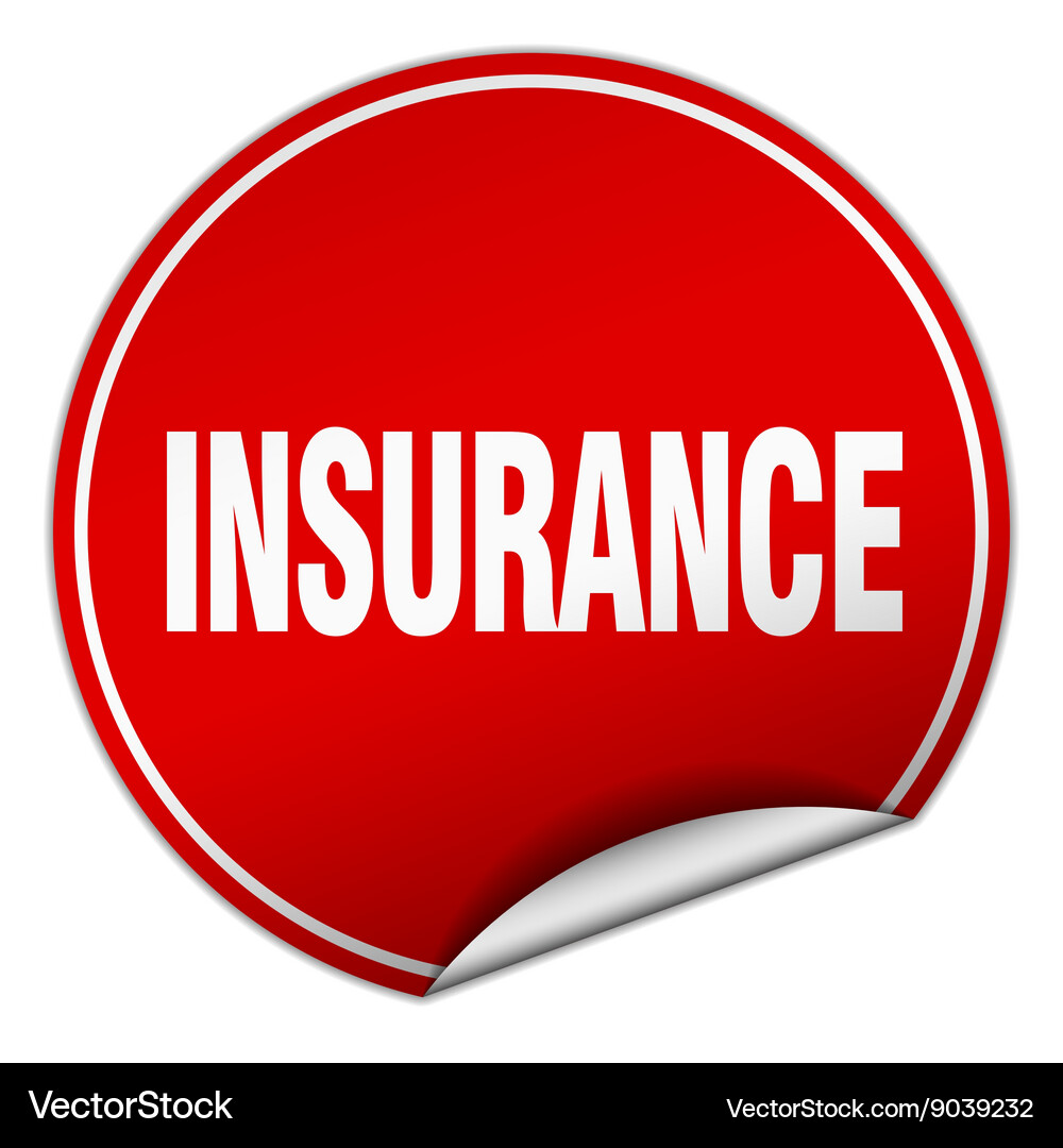 Insurance round red sticker isolated on white Vector Image