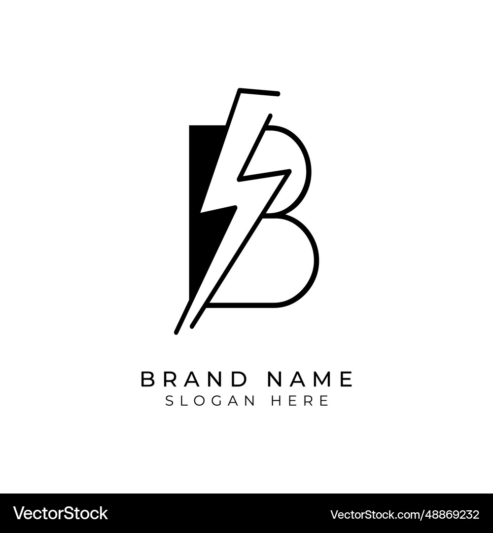 Letter b electric logo thunder bolt design icon t Vector Image