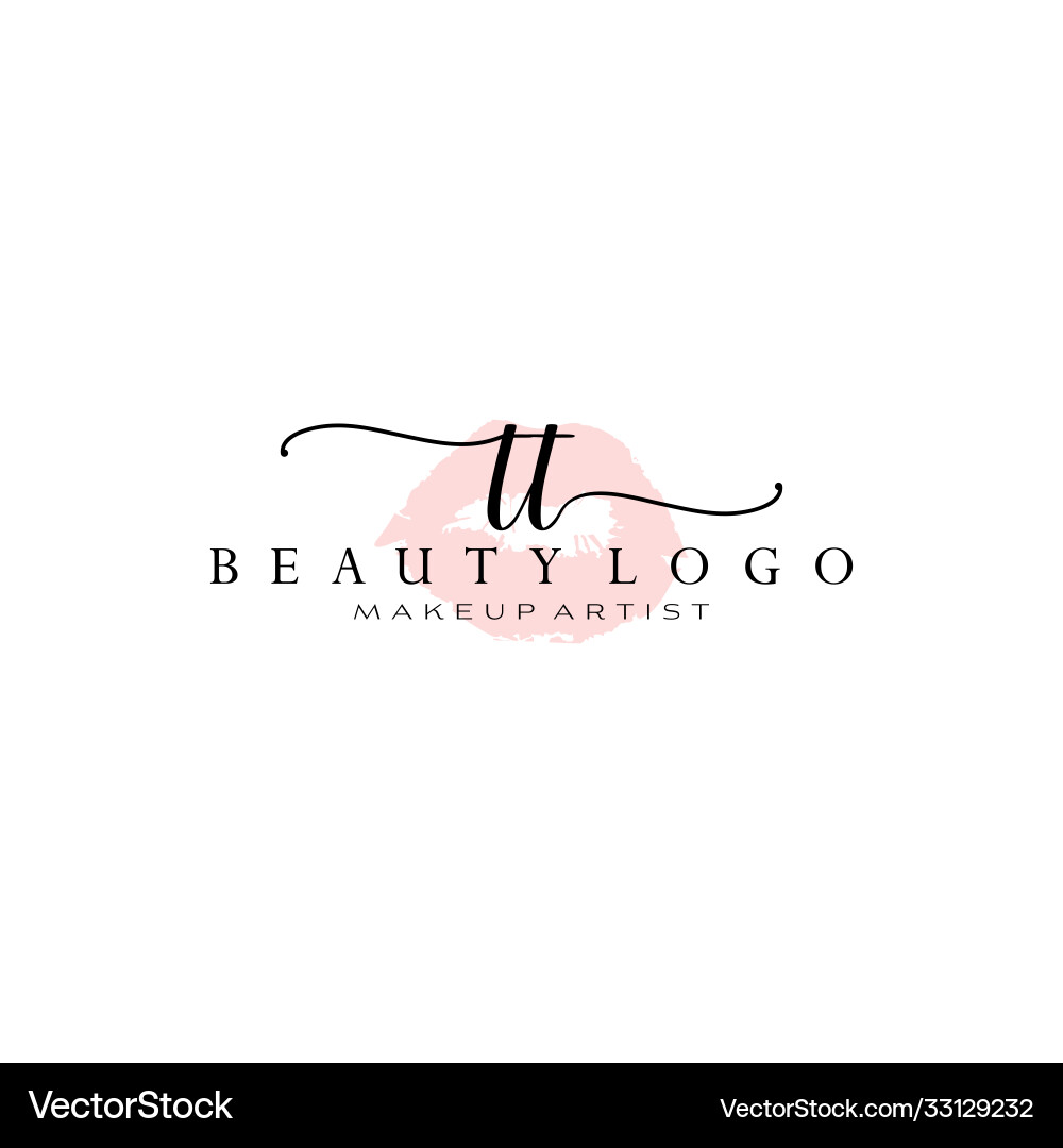 Letter tt watercolor lips premade logo design Vector Image