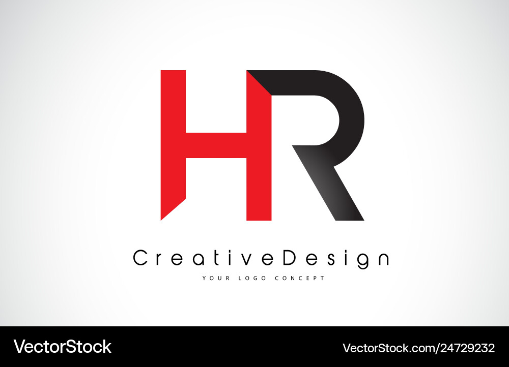 Red and black hr h r letter logo design creative Vector Image