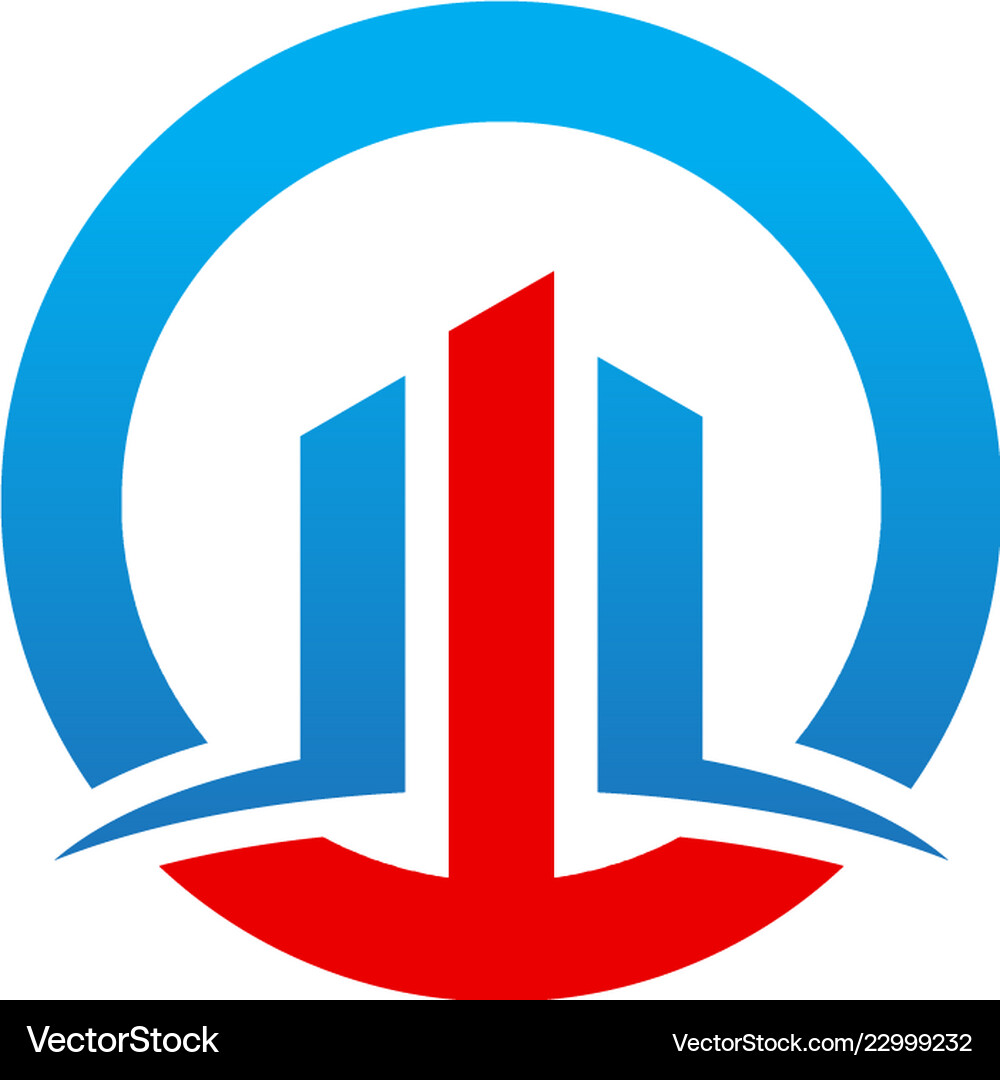Round line building company logo Royalty Free Vector Image