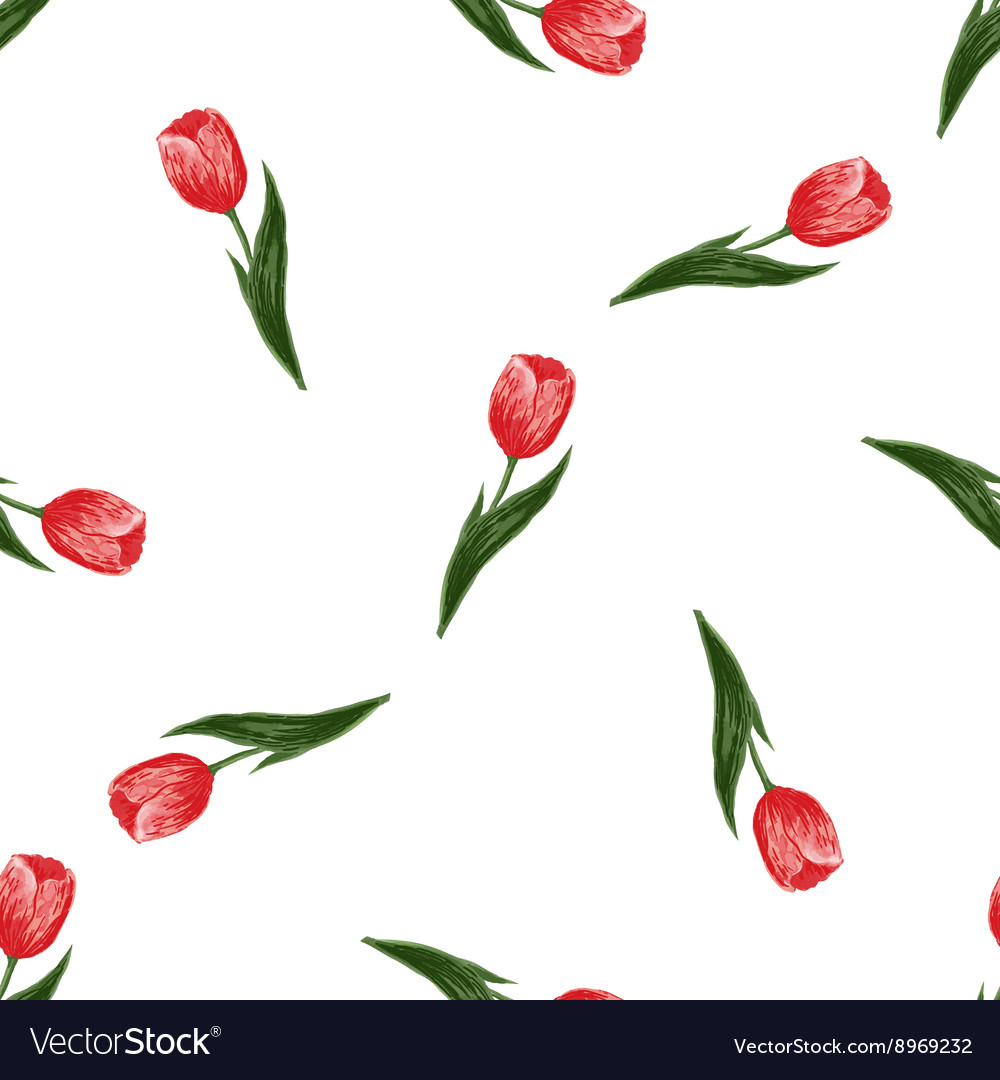Seamless pattern with tulips Royalty Free Vector Image