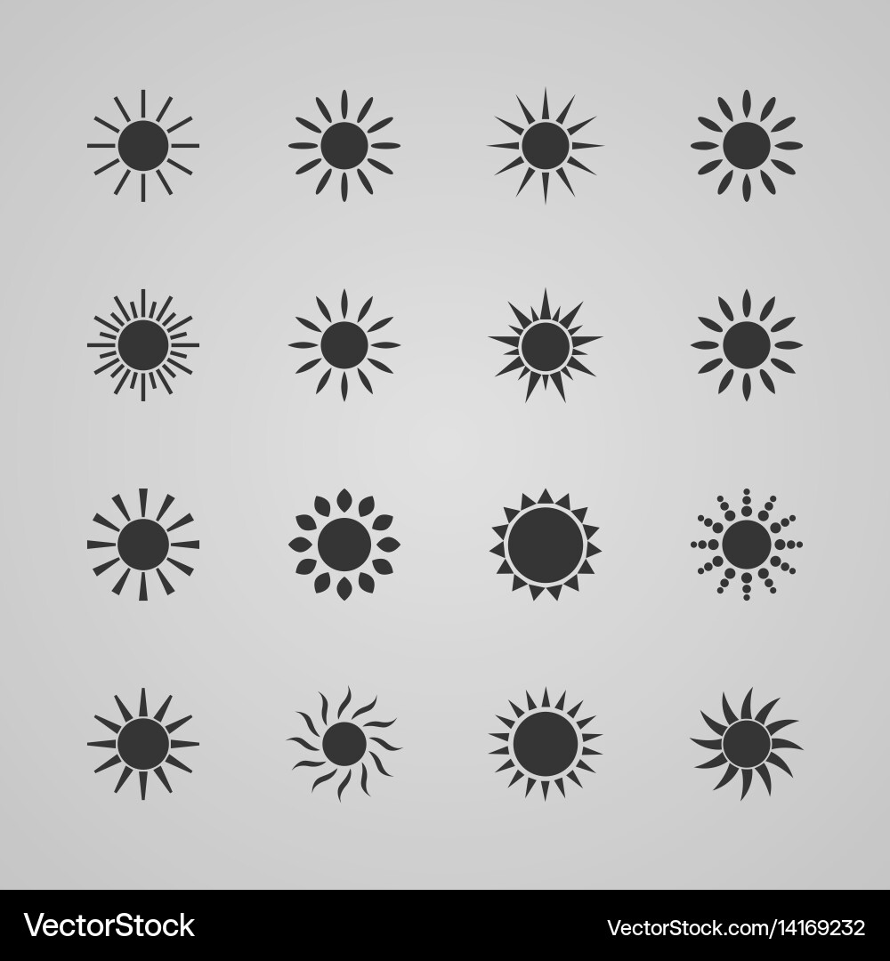 Set of sun icons Royalty Free Vector Image - VectorStock