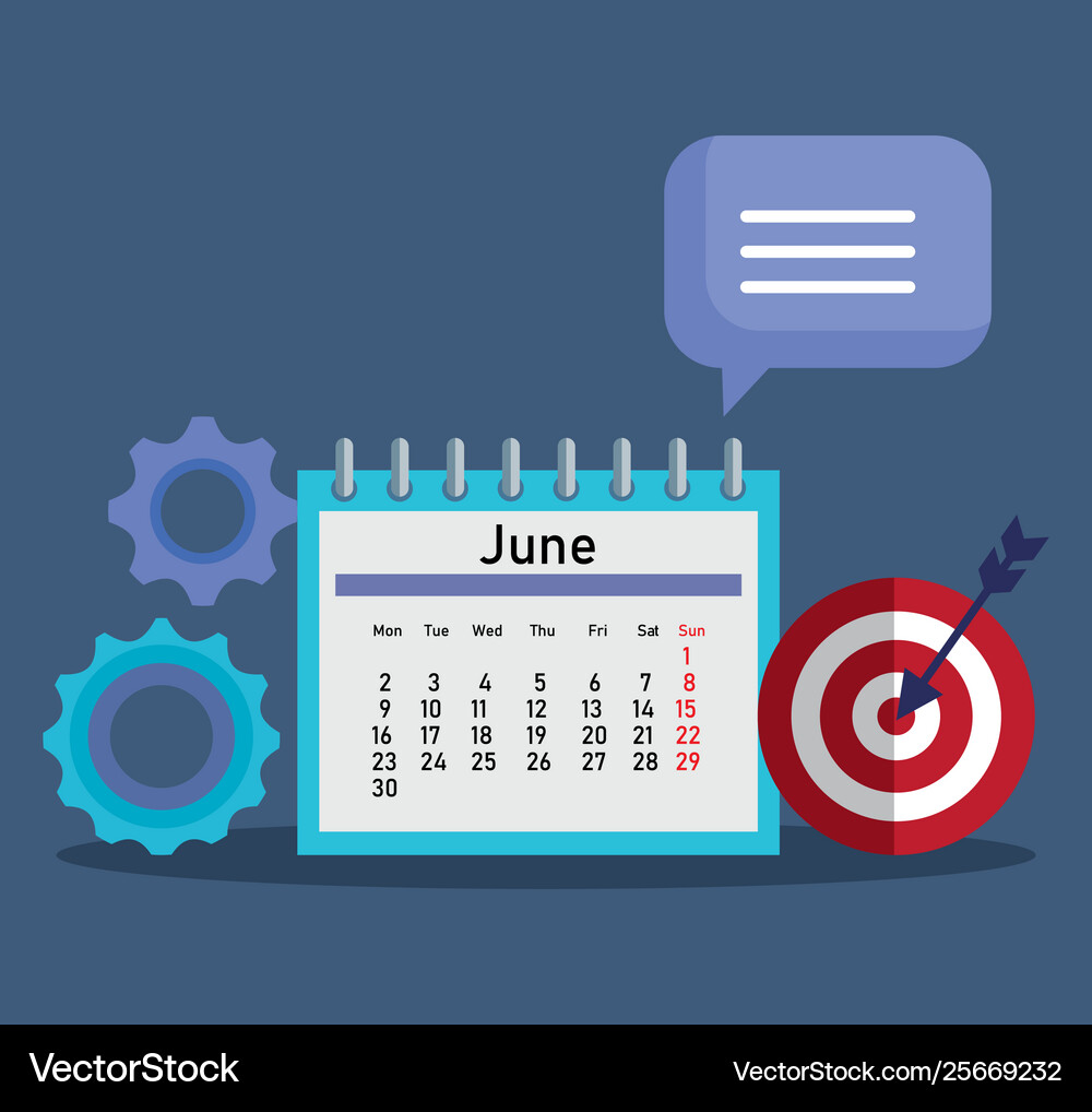 Target with chat bubble and gears calendar Vector Image