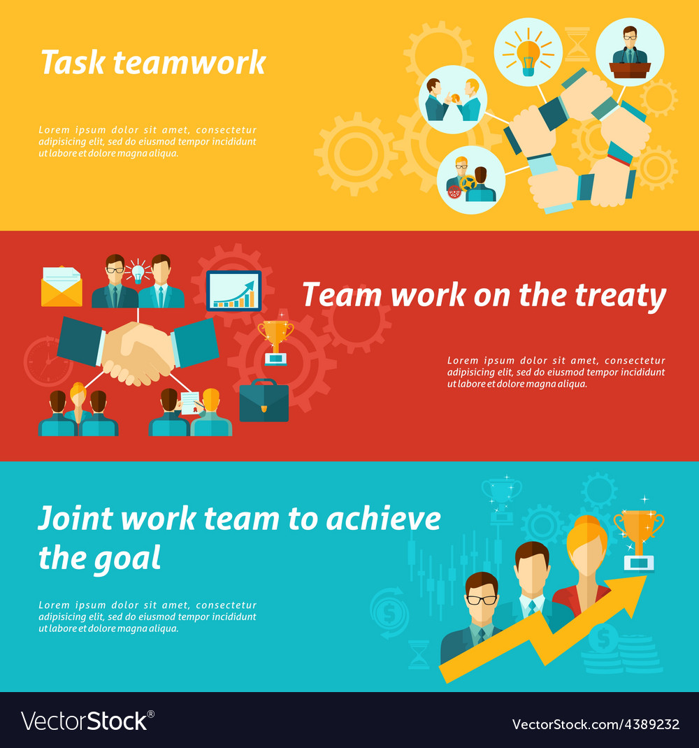 Teamwork banner set Royalty Free Vector Image - VectorStock