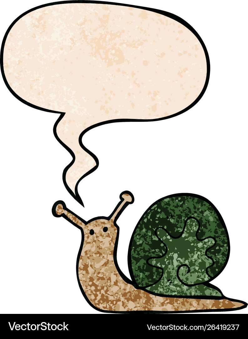 Cartoon snail and speech bubble in retro texture Vector Image