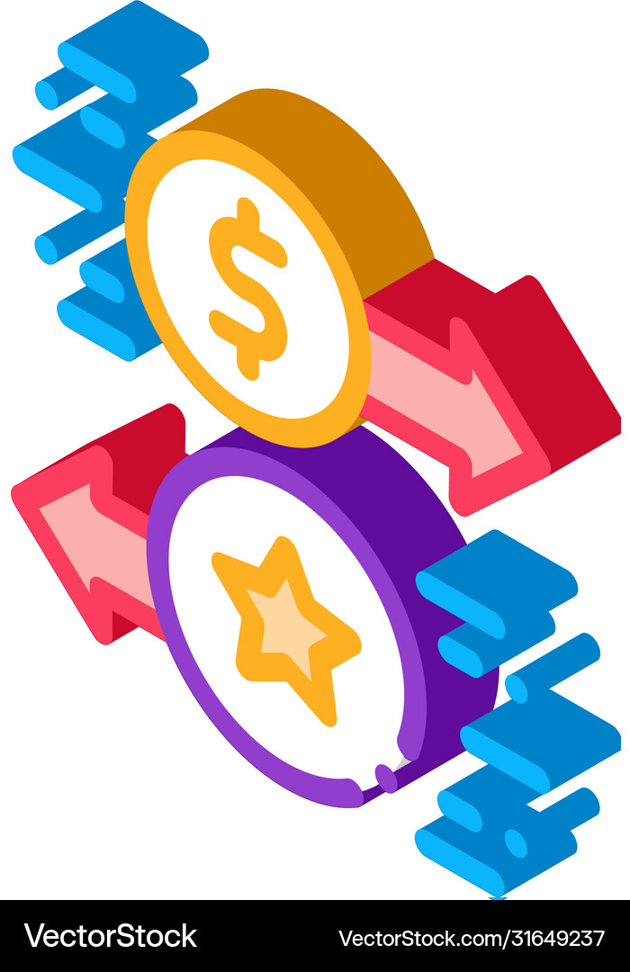 Exchange bonuses for money isometric icon Vector Image