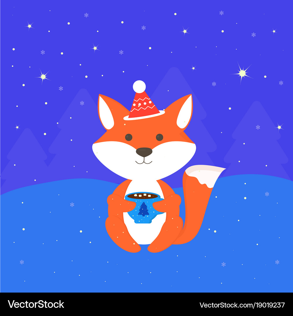Greeting card with fox Royalty Free Vector Image