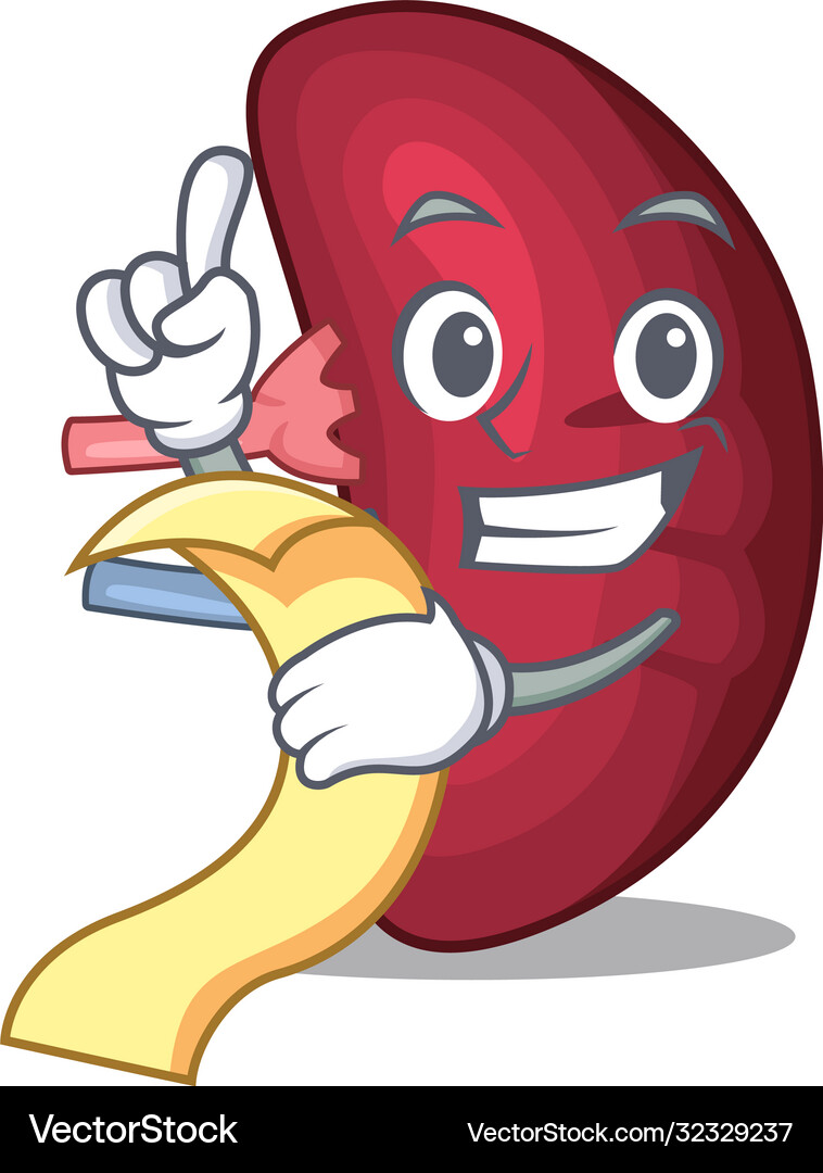 Human spleen mascot character design with a menu Vector Image