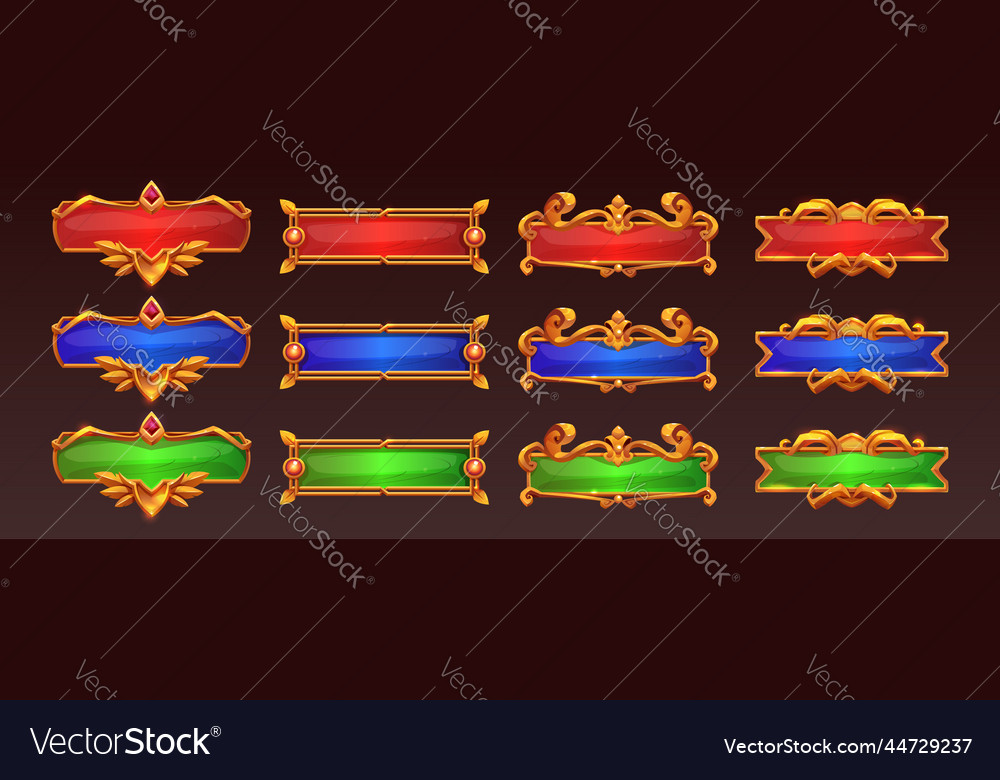 Medieval game frames or buttons menu elements Vector Image