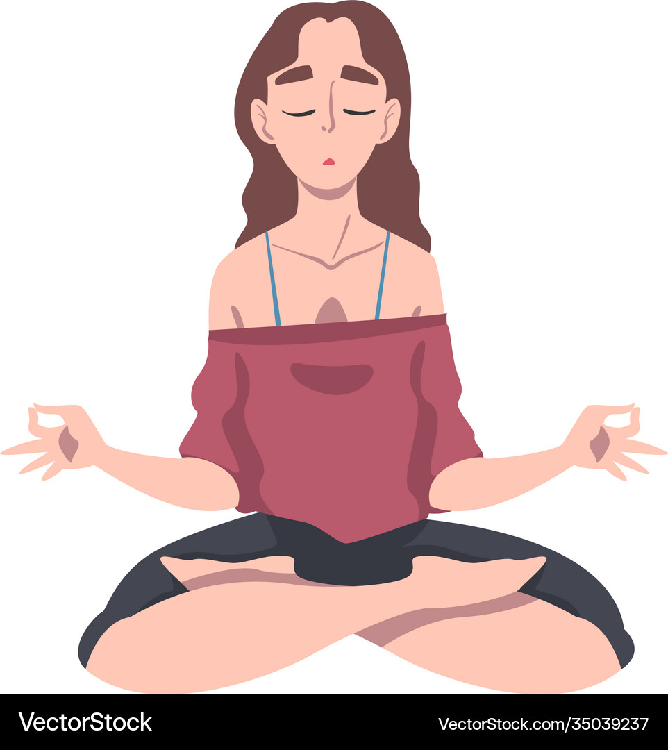 Meditative female engaged in pranayama practice Vector Image