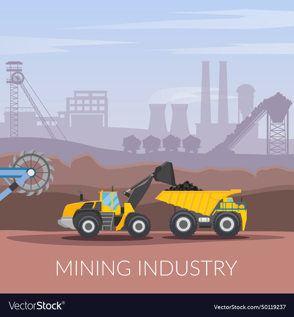 Mining industry flat composition Royalty Free Vector Image