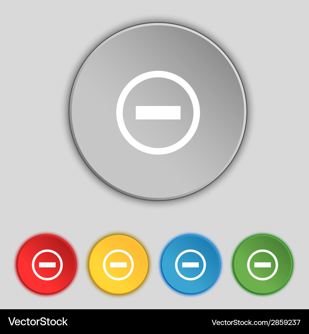 Minus sign icon negative symbol zoom out set Vector Image