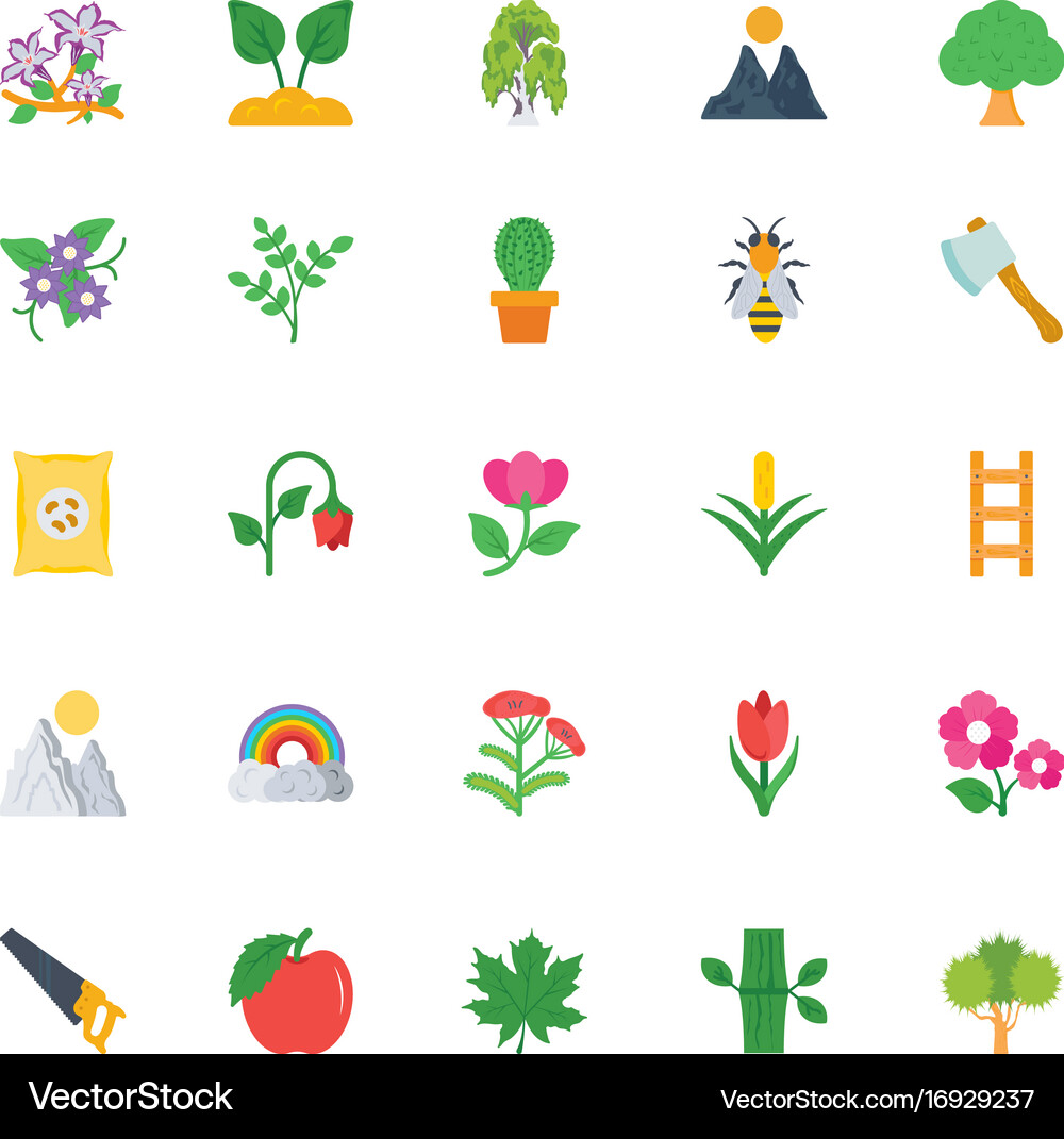 Nature and ecology flat colored icons 3 Royalty Free Vector
