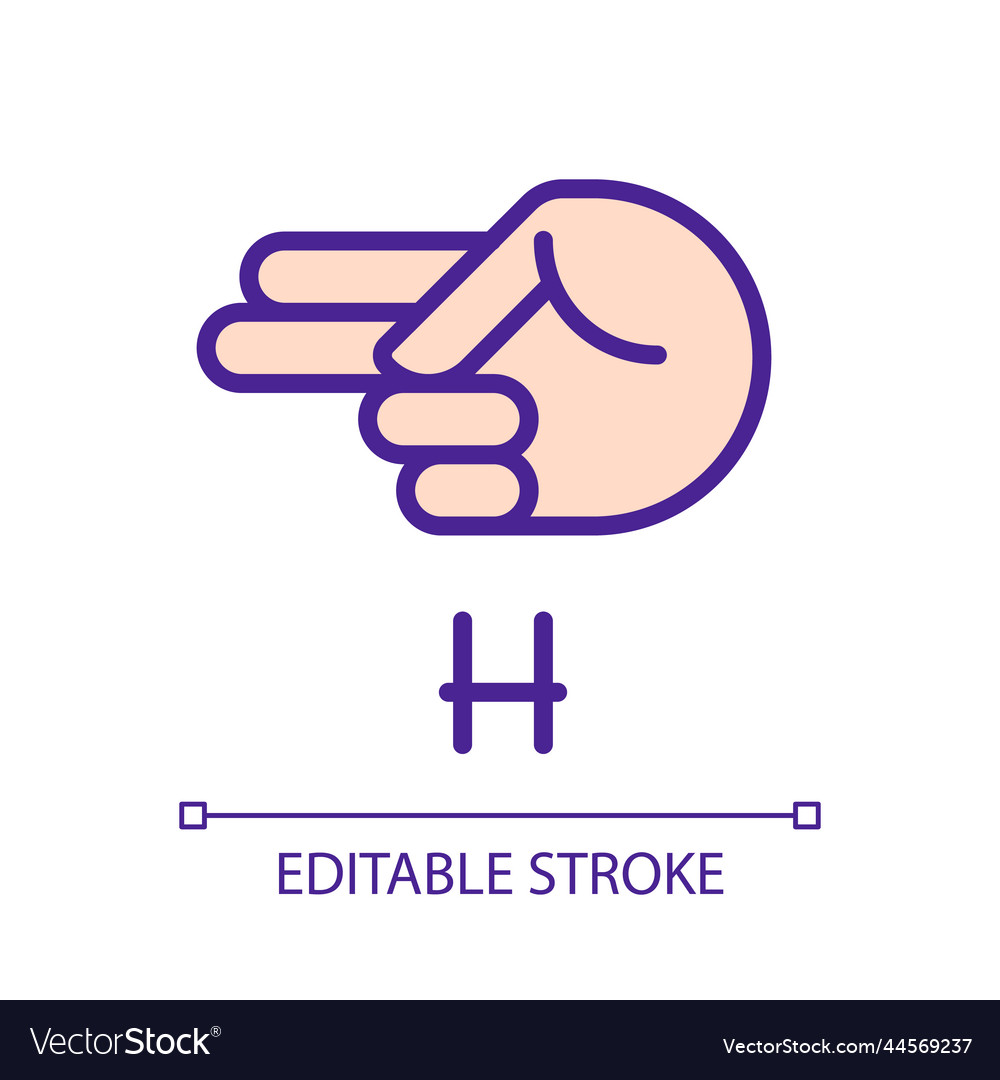 Signing letter h in asl pixel perfect rgb color Vector Image Signing letter h in asl pixel perfect rgb color Vector Image