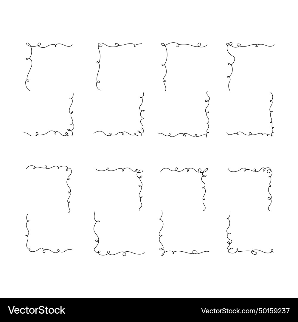 Swirl border frame line art decoration isolated Vector Image