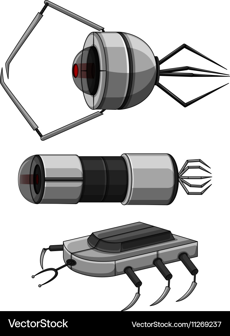 Three designs of nanobots Royalty Free Vector Image