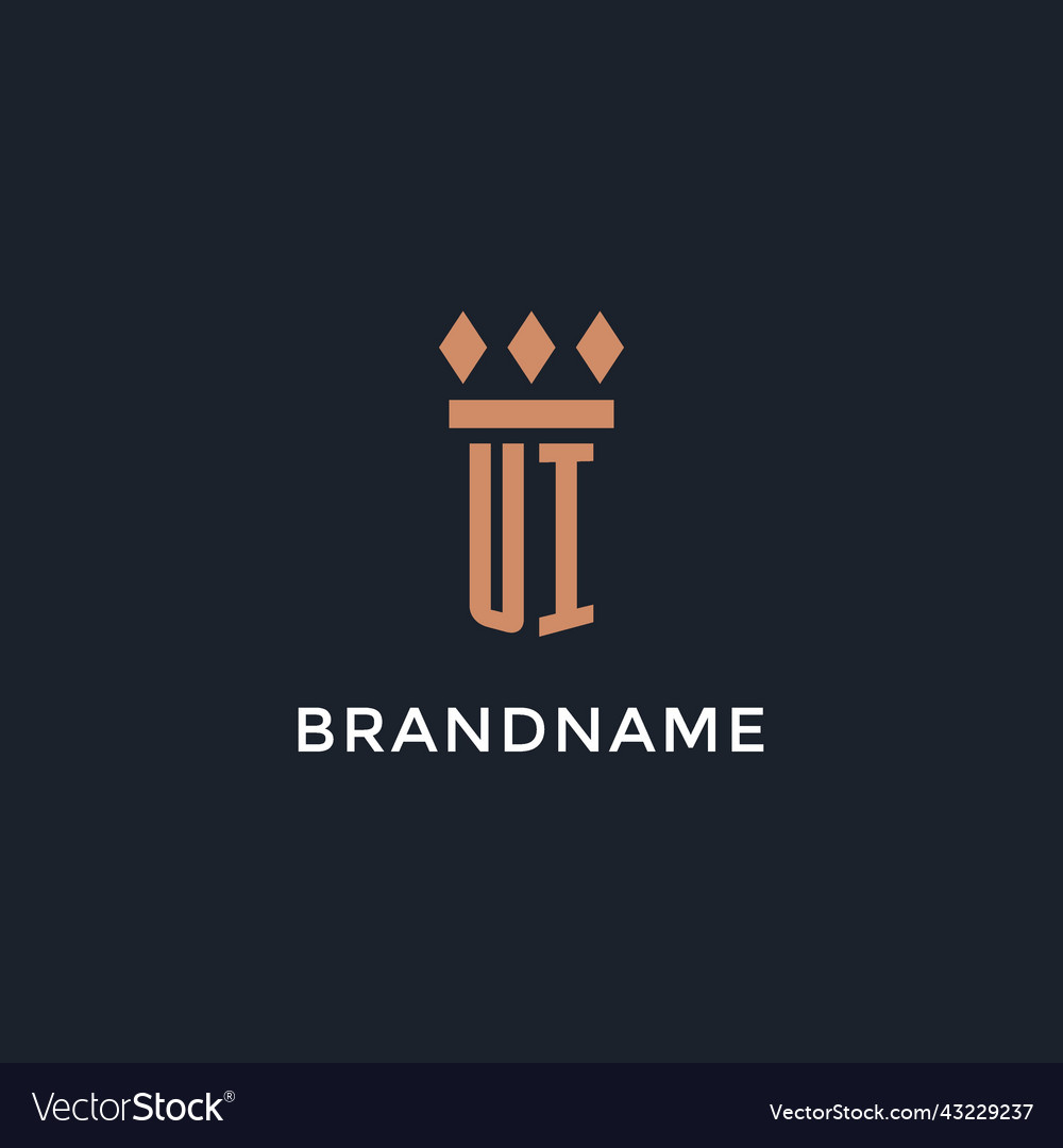 Ui logo initial with pillar icon design luxury Vector Image