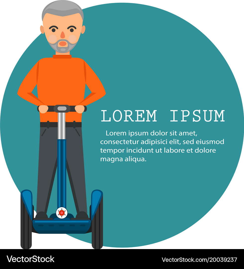 Young businessman on segway Royalty Free Vector Image