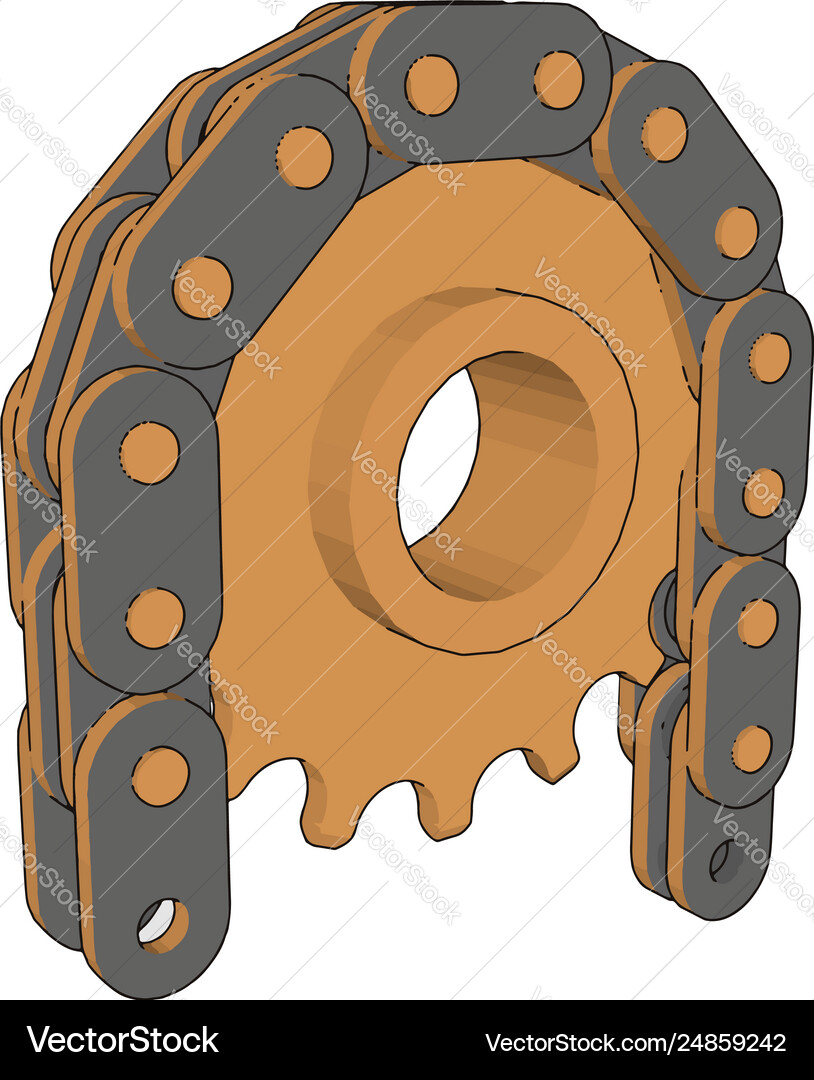 3d a free wheel and chain white background Vector Image