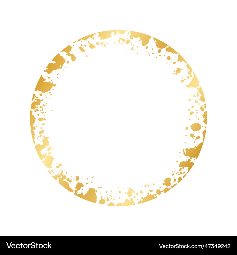 Abstract round gold ink splatter frame golden Vector Image