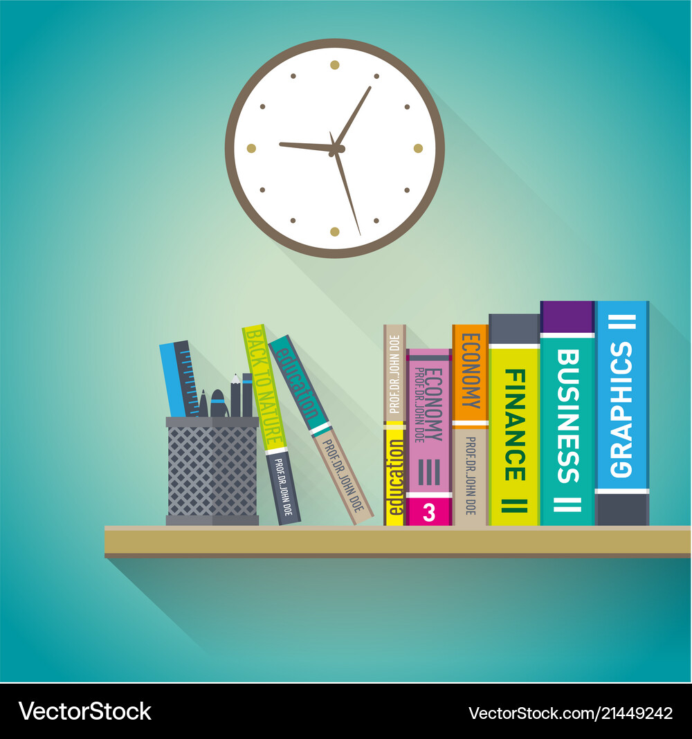 Books on the shelves Royalty Free Vector Image