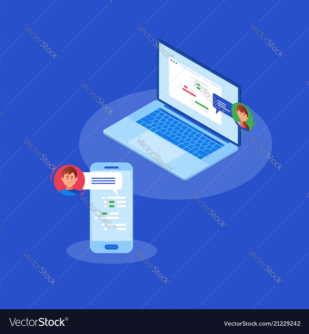 Communication chatting isometrics flat style Vector Image
