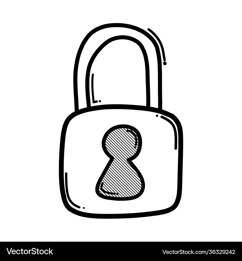 Lock doodle icon drawing sketch hand drawn line Vector Image