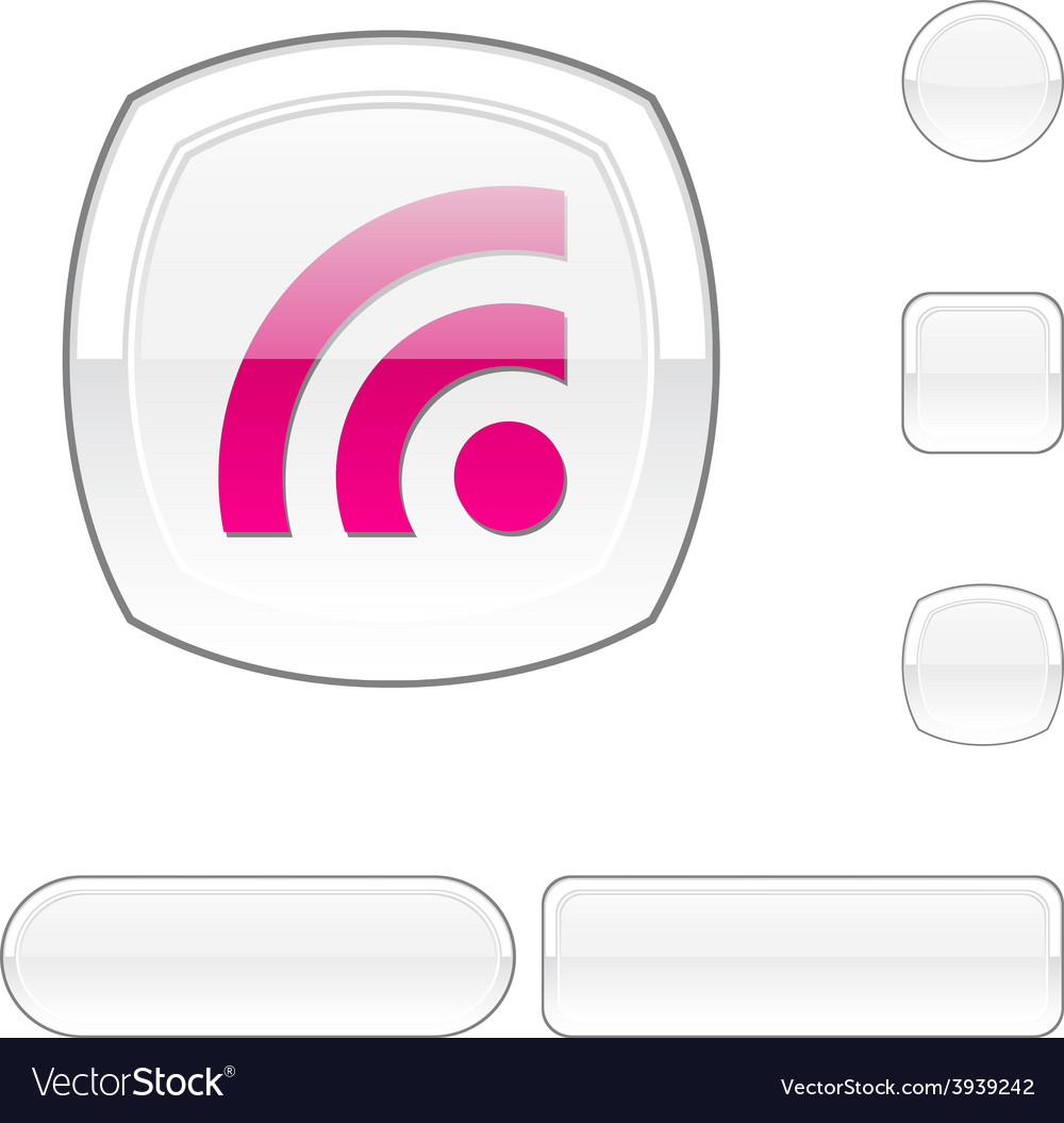 Rss white button Royalty Free Vector Image - VectorStock
