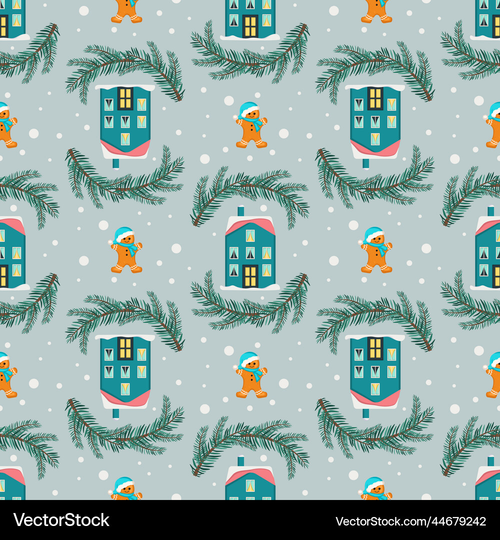 Seamless pattern with festive christmas houses Vector Image
