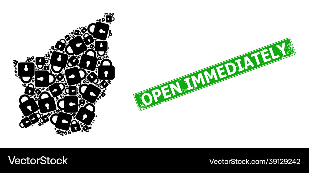 Textured open immediately stamp seal and san Vector Image