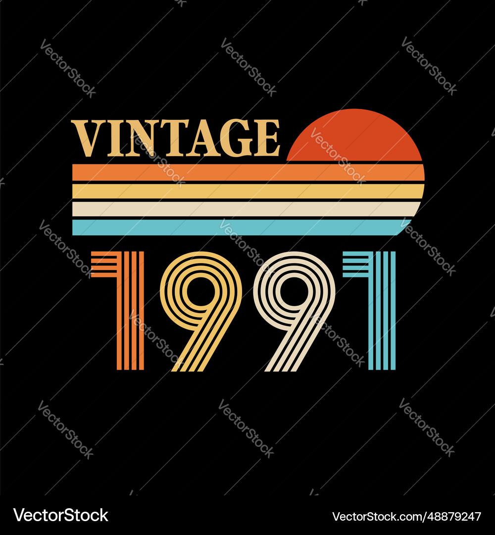 1991 vintage t shirt design Royalty Free Vector Image