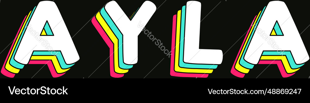 Ayla - retro rainbow typography faded style Vector Image