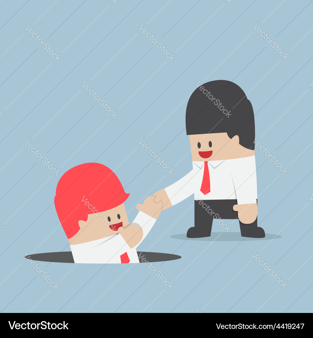 Businessman helping his friend Royalty Free Vector Image