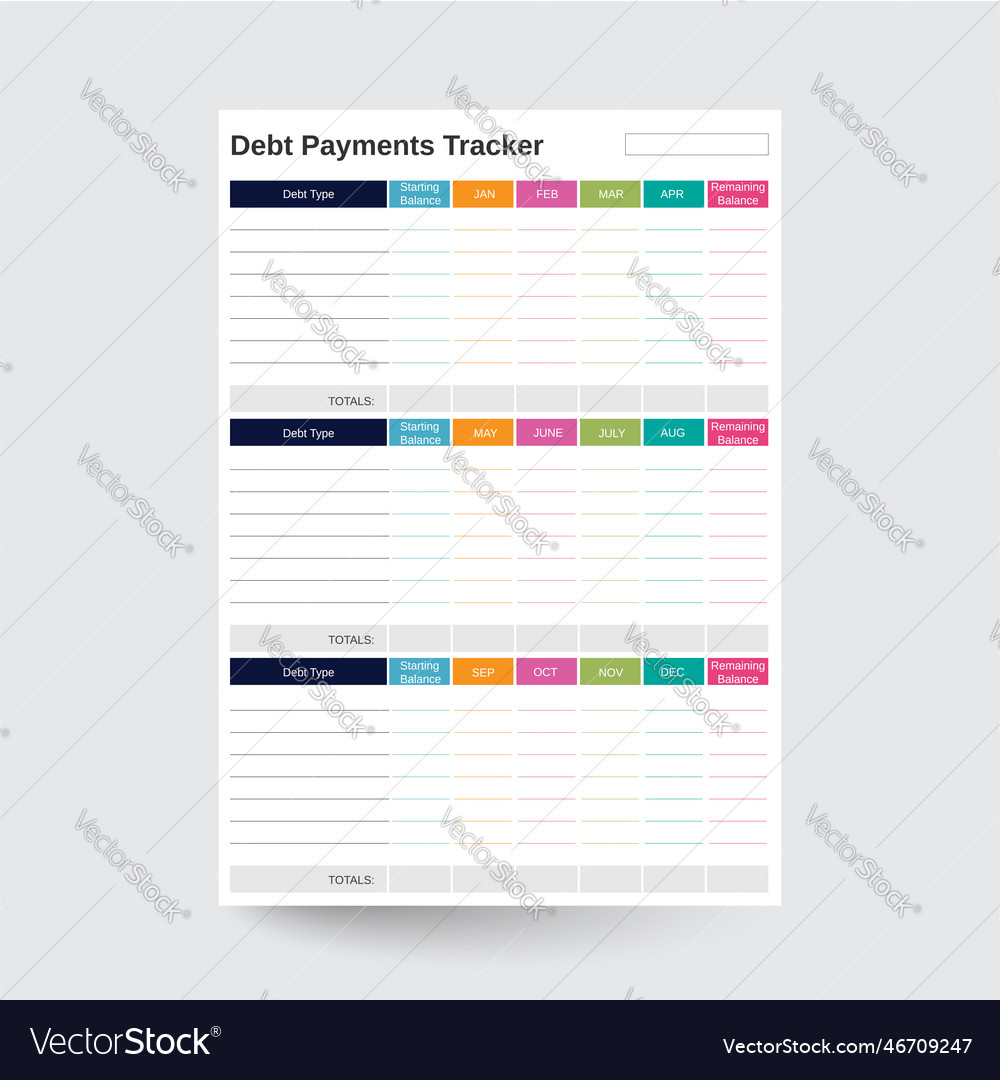 Debt payment tracker Royalty Free Vector Image