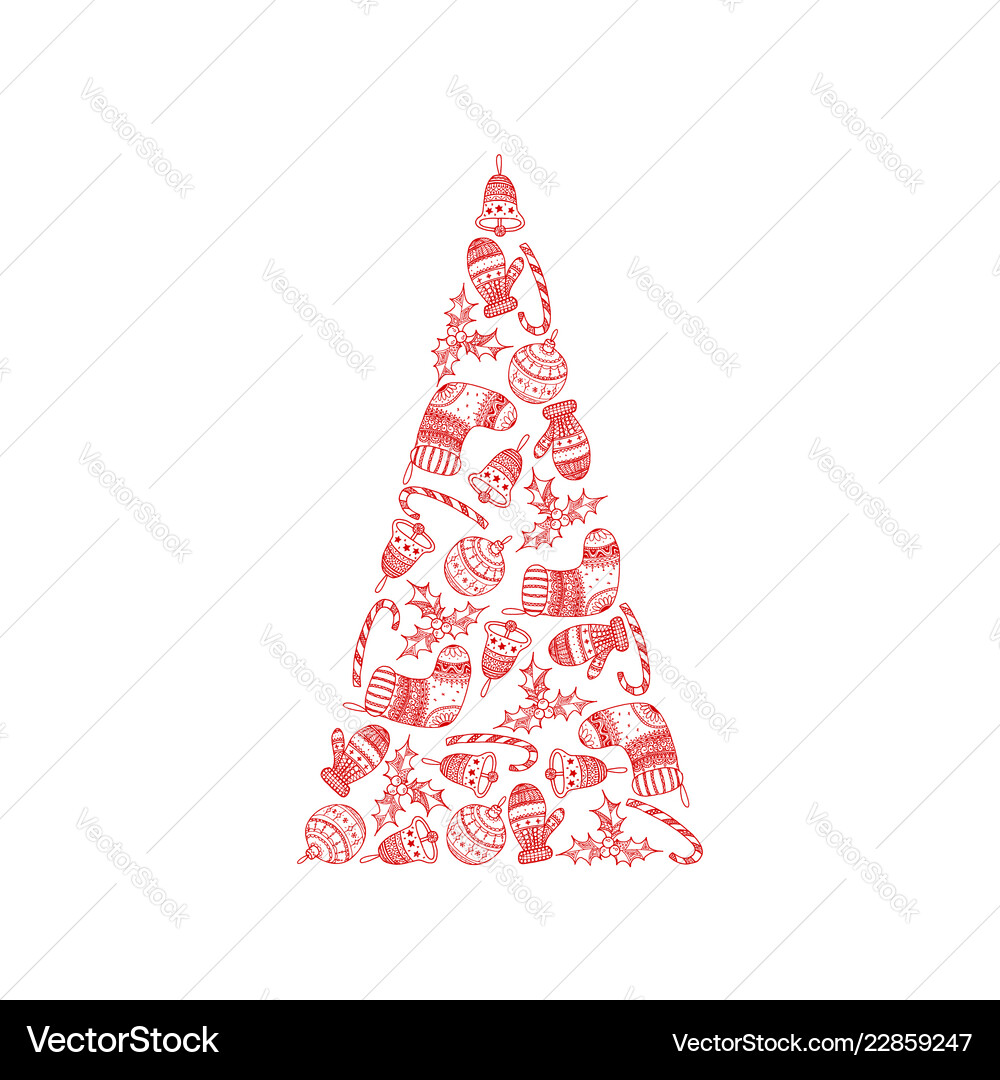 Decorative christmas tree of symbols Royalty Free Vector