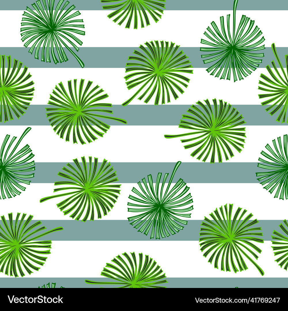 Fan palm leaves seamless pattern on vintage Vector Image