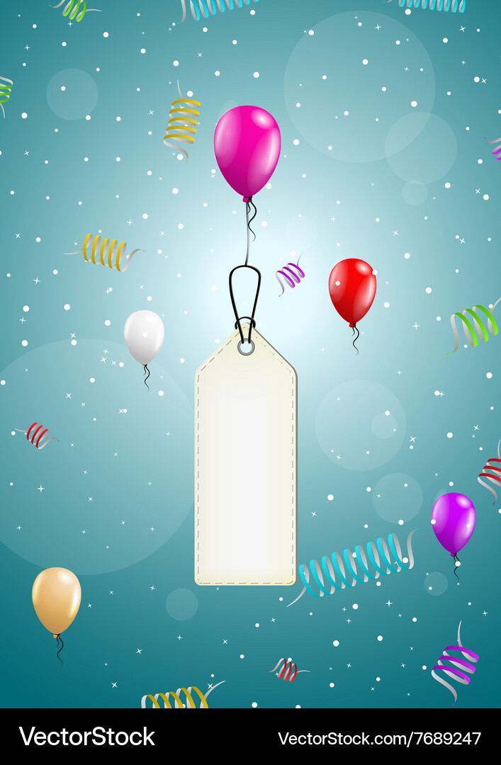 Flying balloons with blank price tag Royalty Free Vector