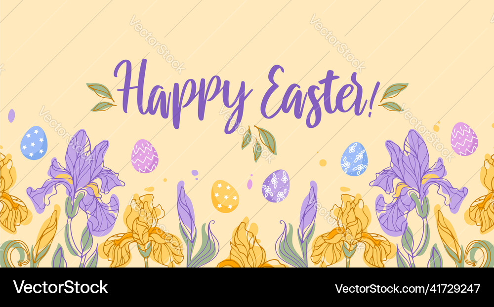 Horizontal border of iris flowers irises Vector Image