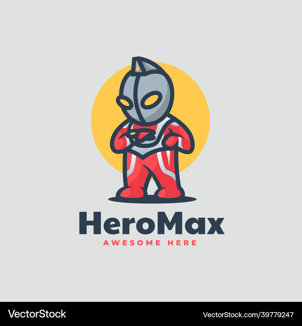 Logo hero max mascot cartoon style Royalty Free Vector Image