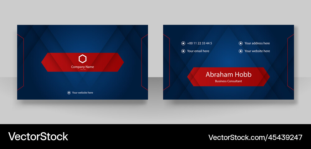 Modern blue red and white business card design Vector Image