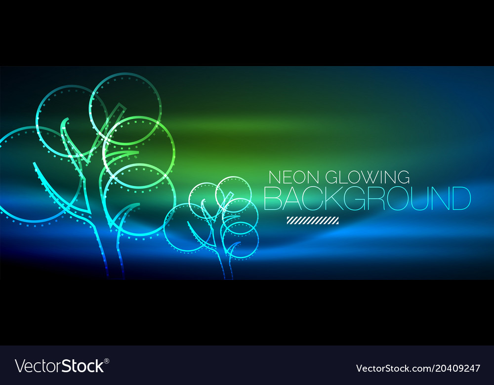 Neon glowing tree background Royalty Free Vector Image