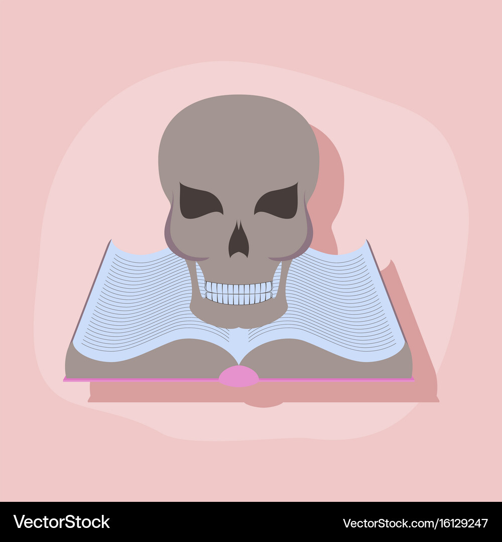 Paper sticker on stylish background book skull Vector Image