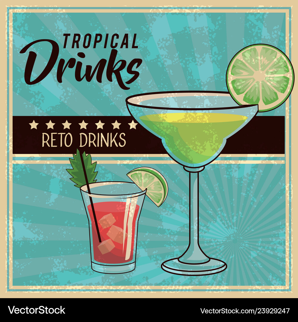 Tropical cocktail poster Royalty Free Vector Image