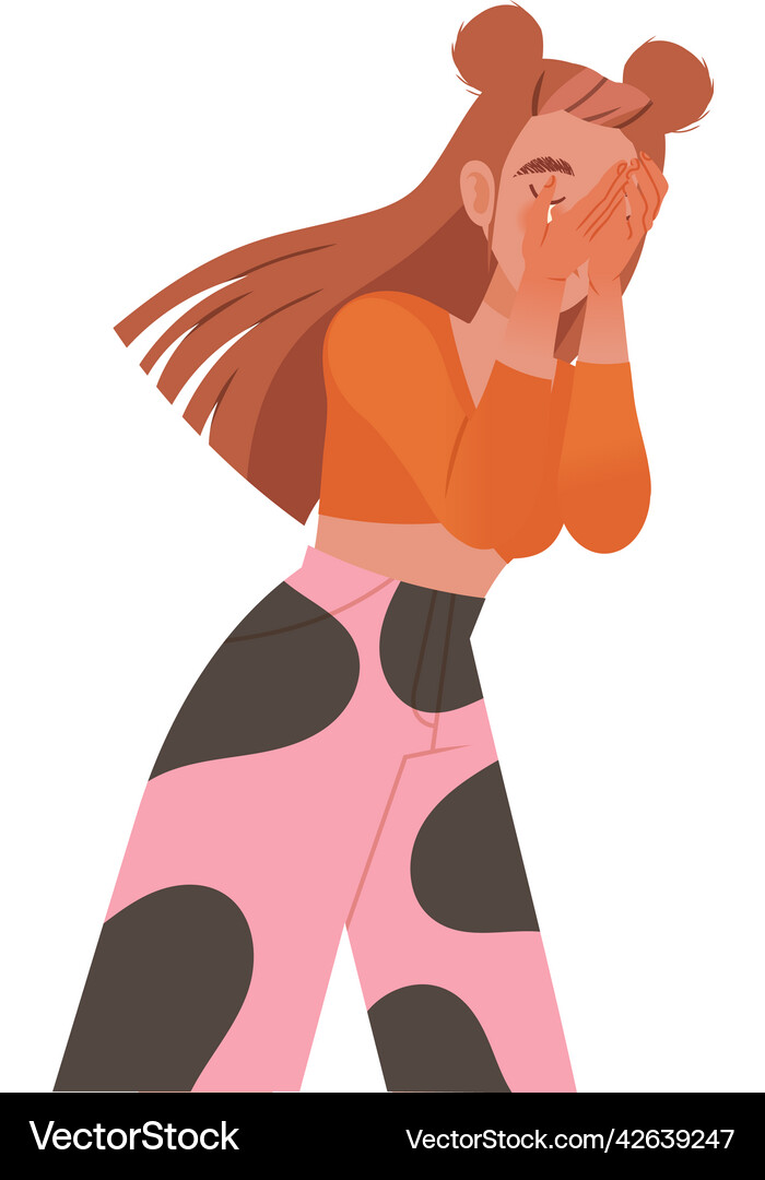 Woman character crying weeping and sobbing from Vector Image