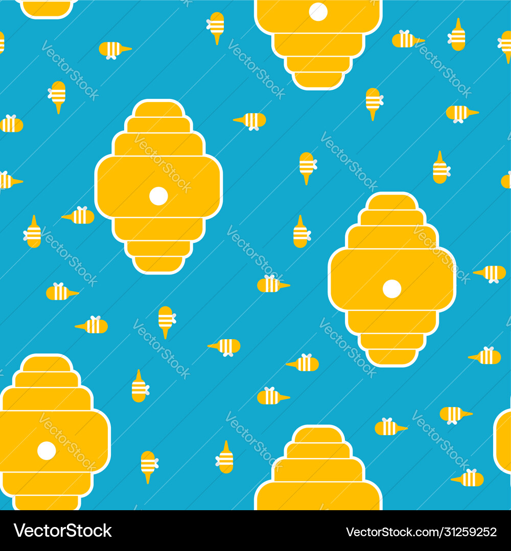 Beehive and bees pattern seamless home for bee Vector Image
