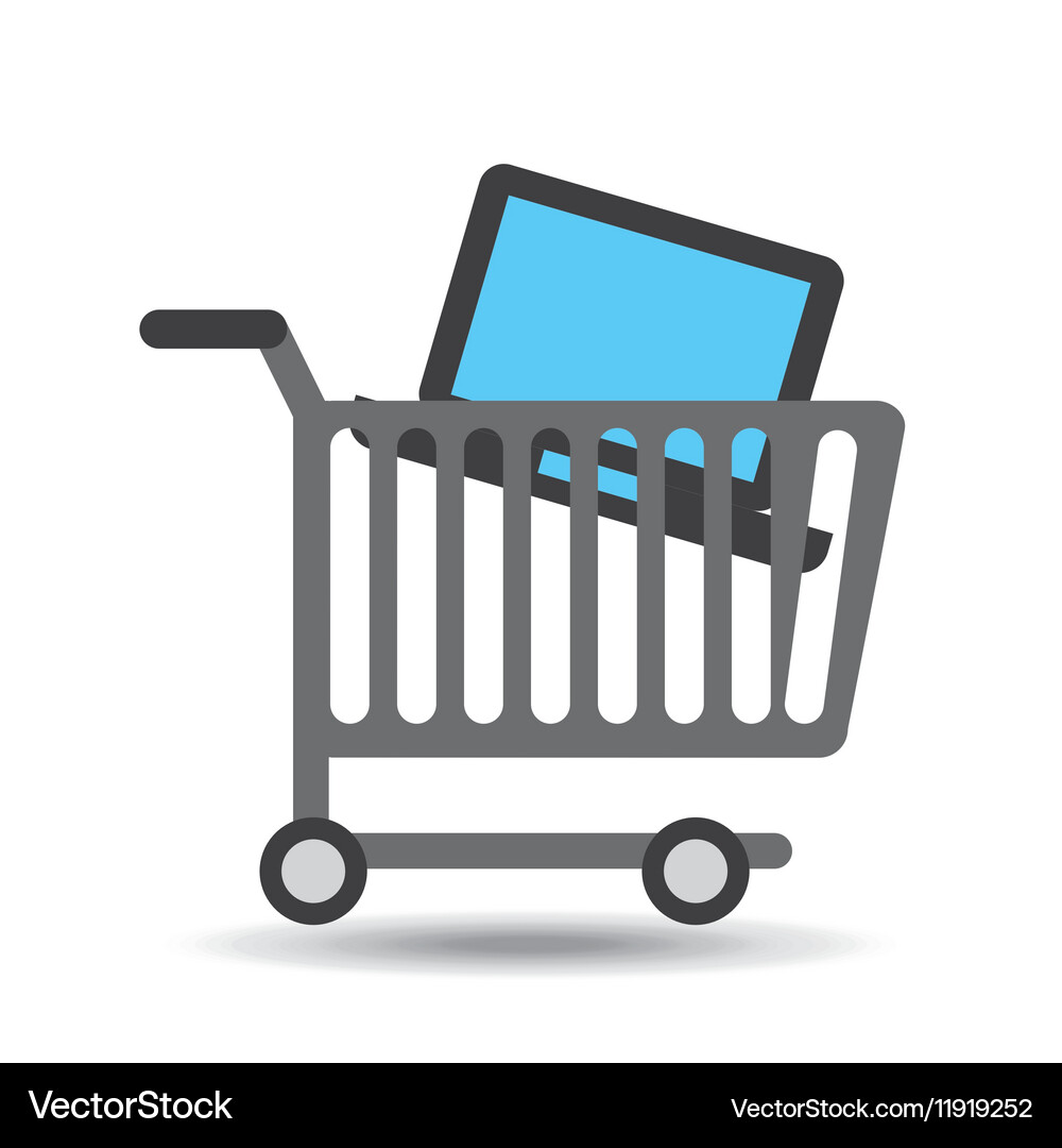 Buying cart laptop technology design Royalty Free Vector
