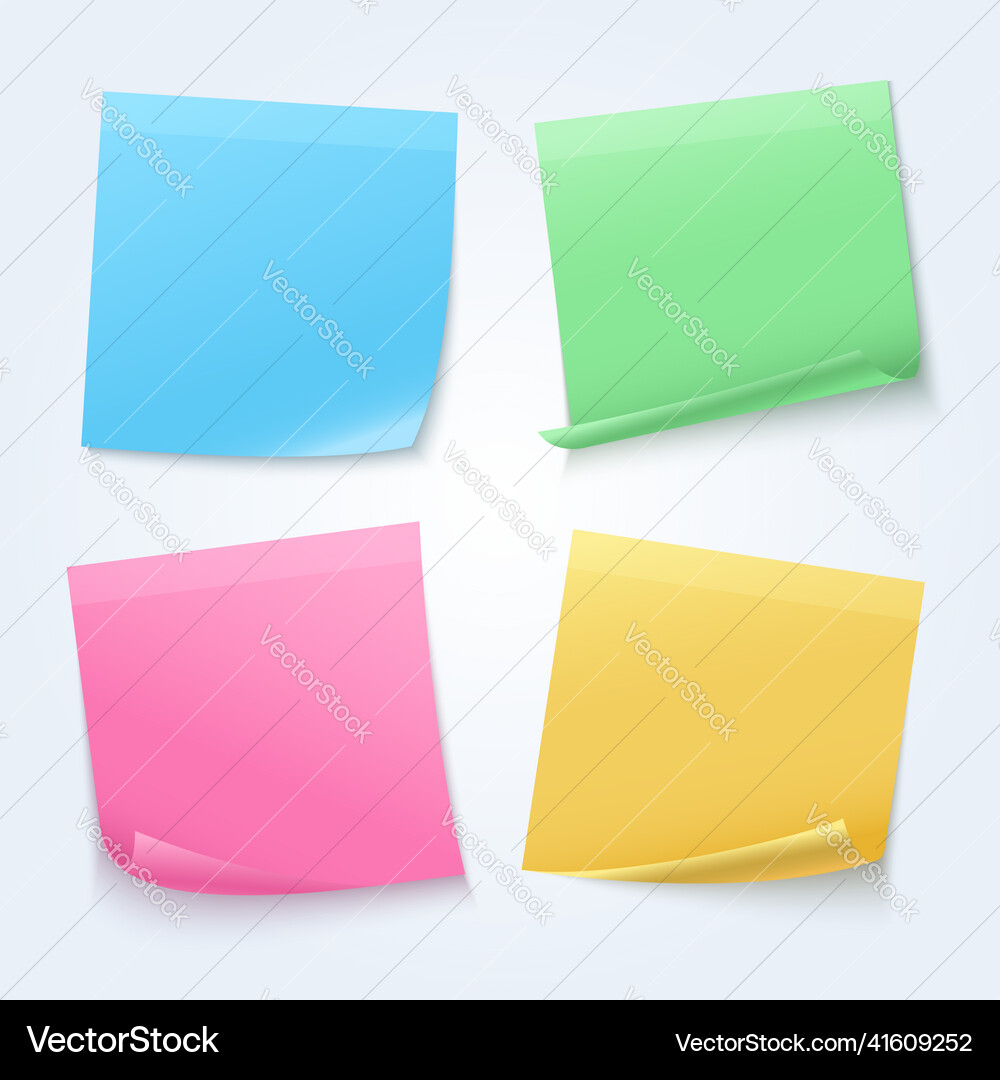 Color sheets sticky papers on announcement board Vector Image