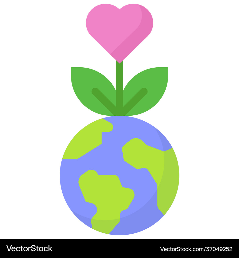 Flower on small earth globe icon day related Vector Image
