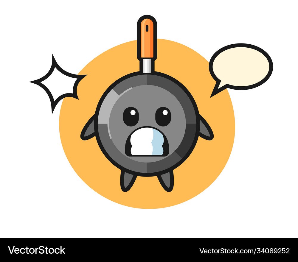 Frying pan character cartoon with shocked gesture Vector Image